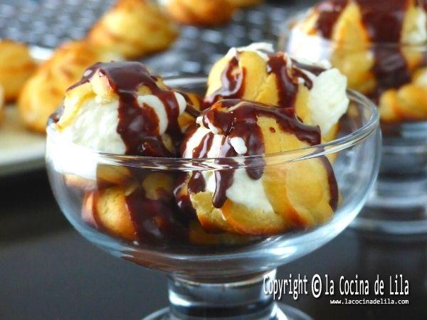 Profiteroles rellenos de nata - La Cocina de Lila